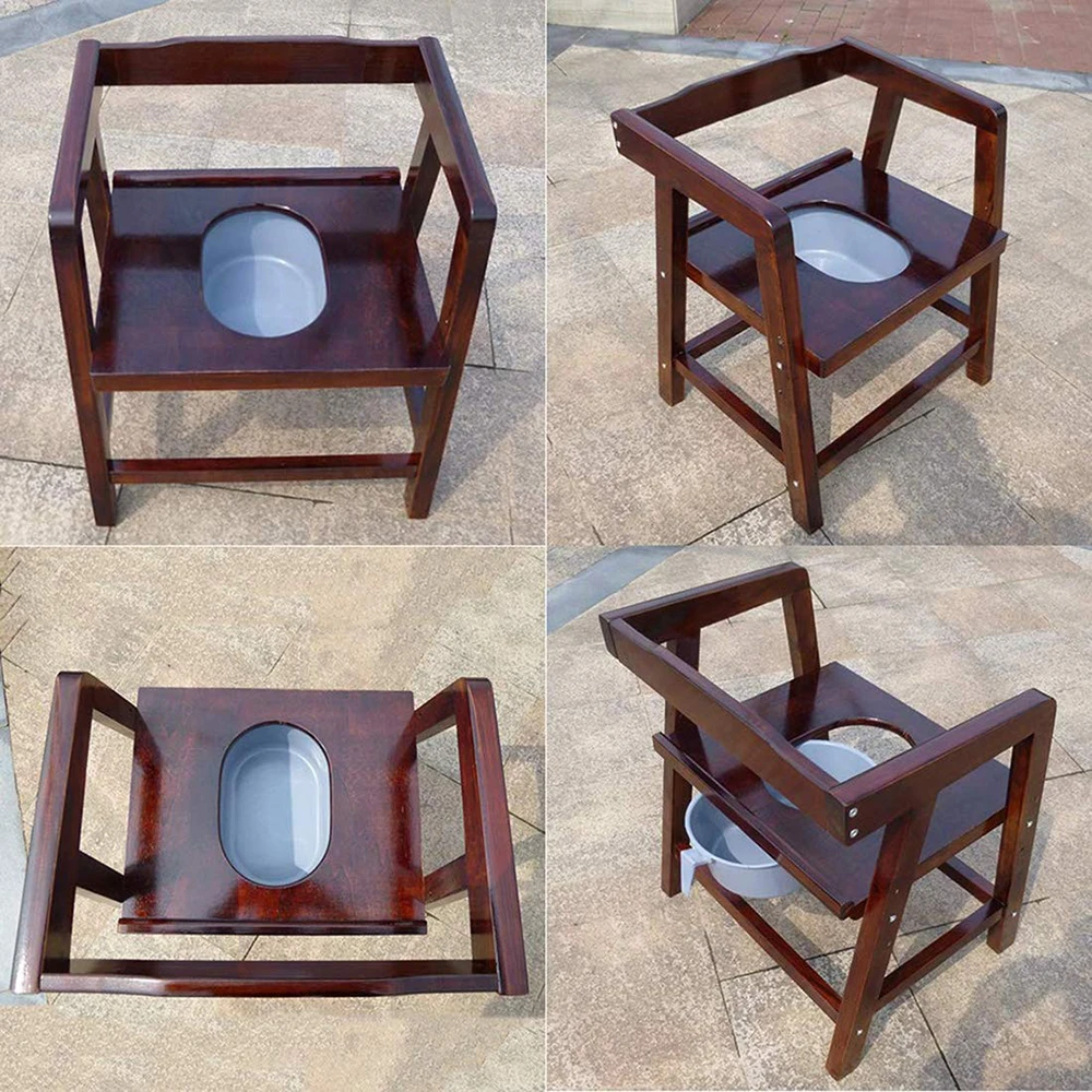 Detachable Wood Frame High Back Commode Chairs for Disabled