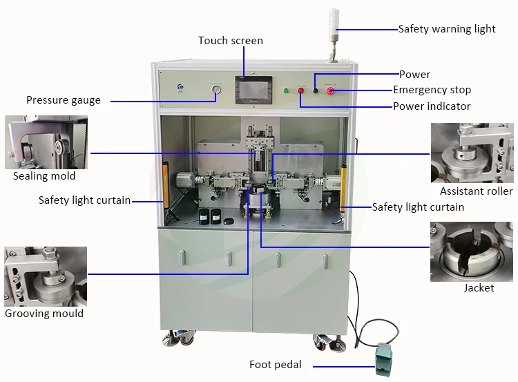 TOB Semi-auto Threaded Cylindrical Supercapacitor Grooving Machine With ...