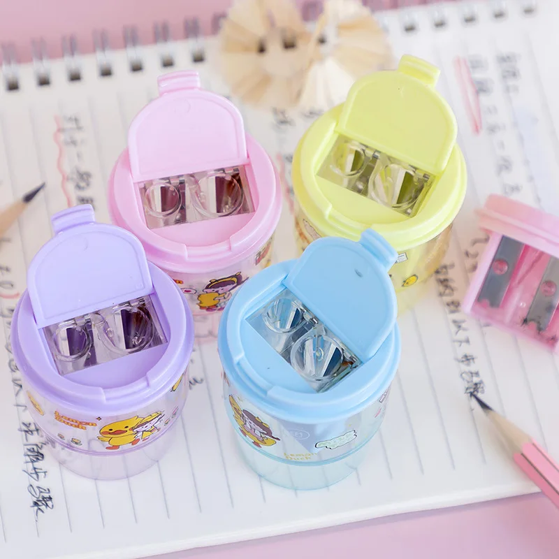 Portable Cartoon Double Hole Plastic Mini Manual Pencil Sharpener with ...