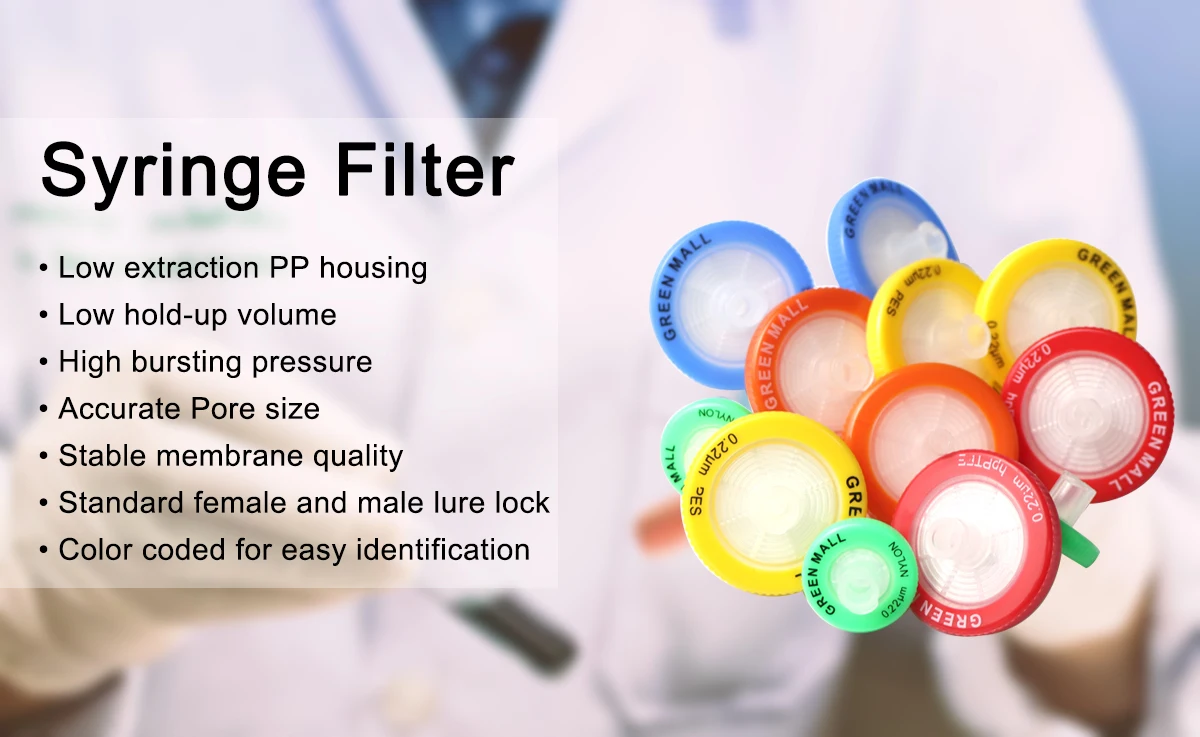 33mm 0.45um Disposable Hydrophilic PVDF Filters for Lab