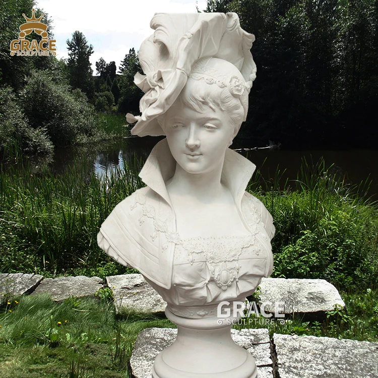 Handmade Natural Marble Sculpture - Life Size Stone Girl Bust Statue