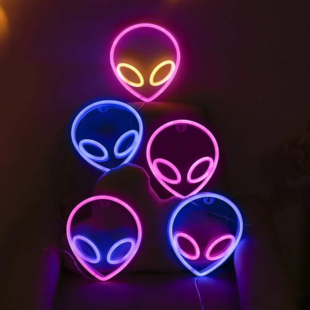 T-worthy Alien Shaped Neon Light Sign - Battery & USB Power