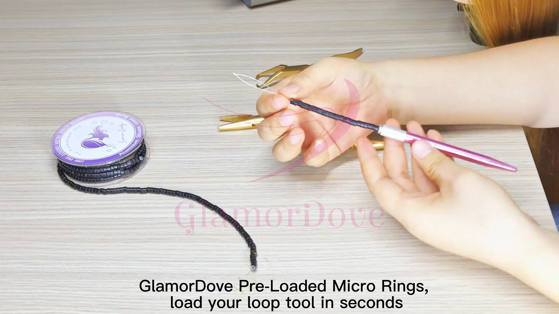 Glamordove Wooden Handle Hair Loop Threader Tool For Nano Rings Micro ...