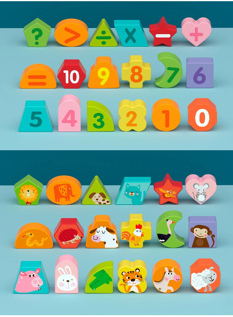 Wood Preschool Learning Kindergarten Educational Teaching Aids Shape ...