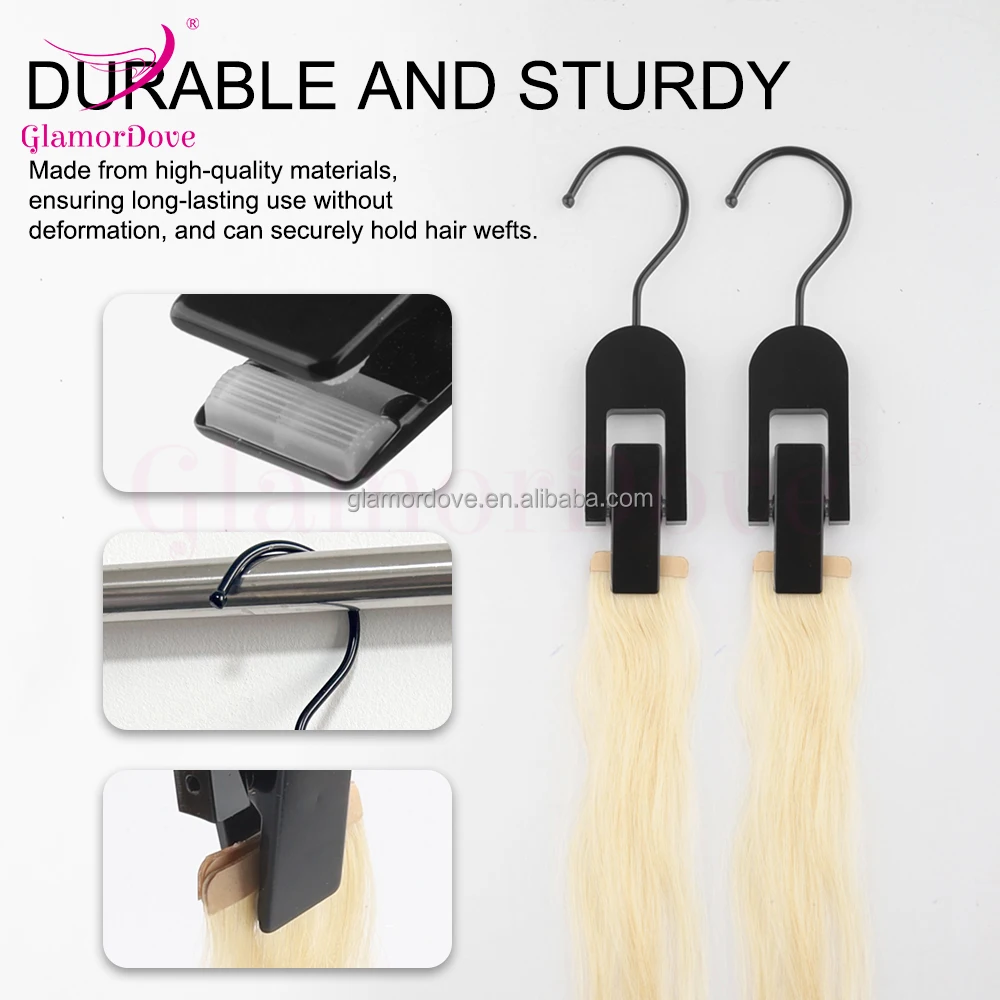 Black Color Acrylic Hair Extension Hanger Holder Single Clip Hanger for ...