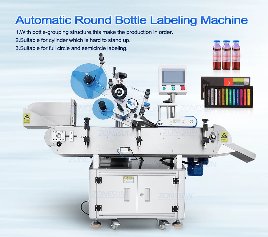 Zonesun Zs-tb823 Horizontal Tube Sticker Automatic Crayon Plastic Round Bottle Labeling Machine ...