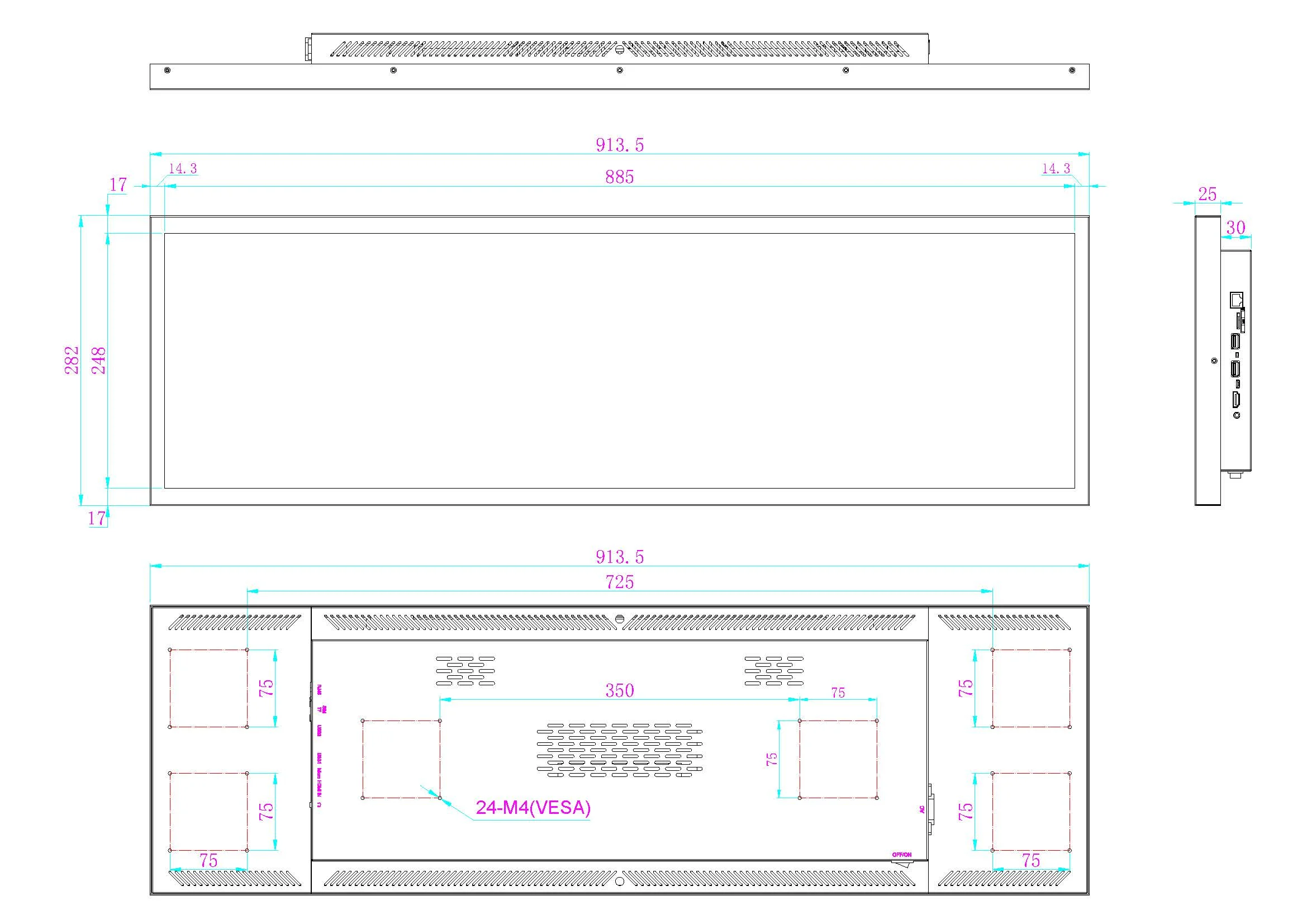 36 Inch Full Hd Indoor Lcd Advertising Wall Stretched Bar Lcd Monitor ...
