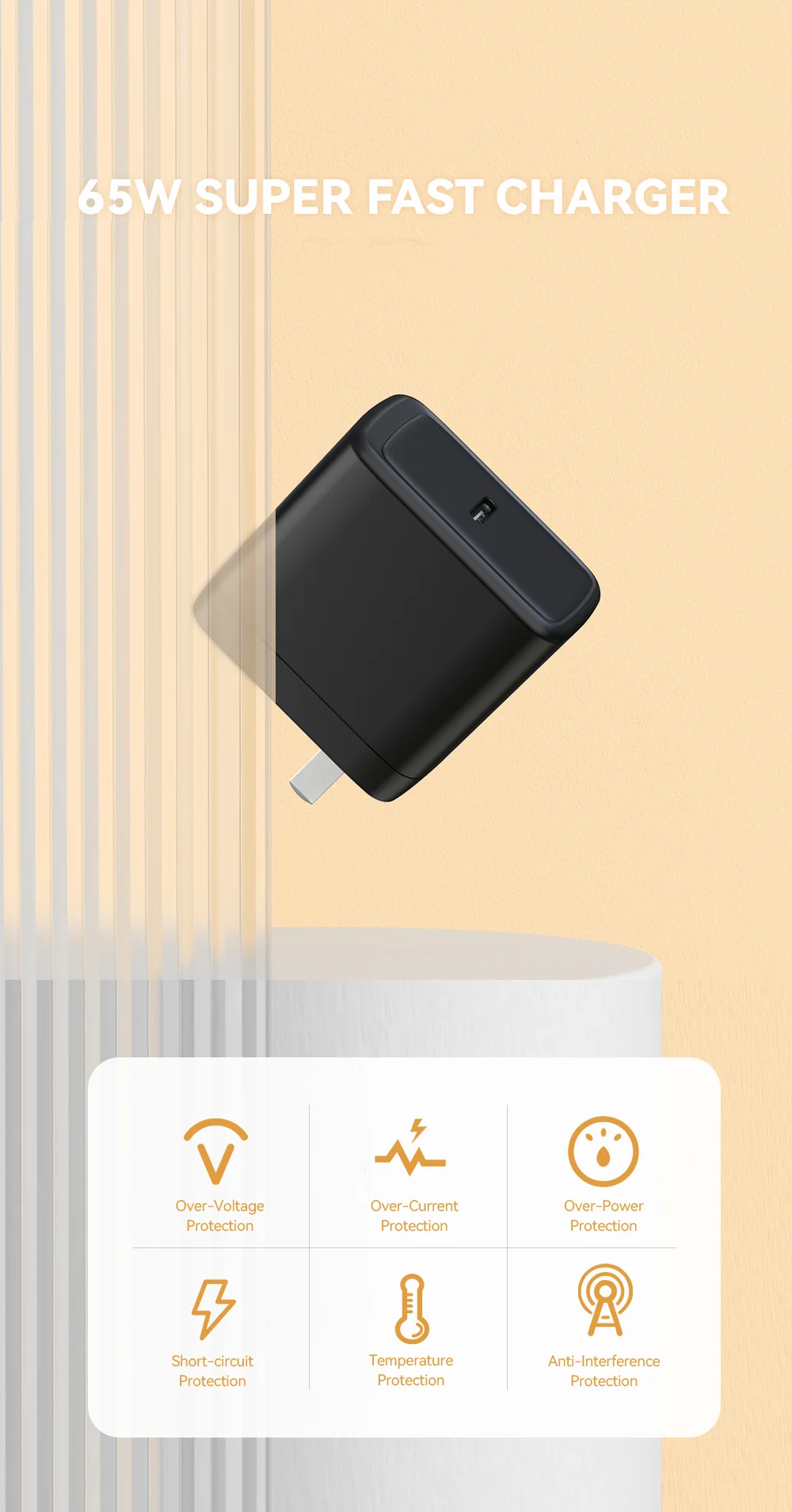 Hot Portable Gan Tech Charger Pd3.0 65w 20v3.25a Pd Fast Charger Type C ...