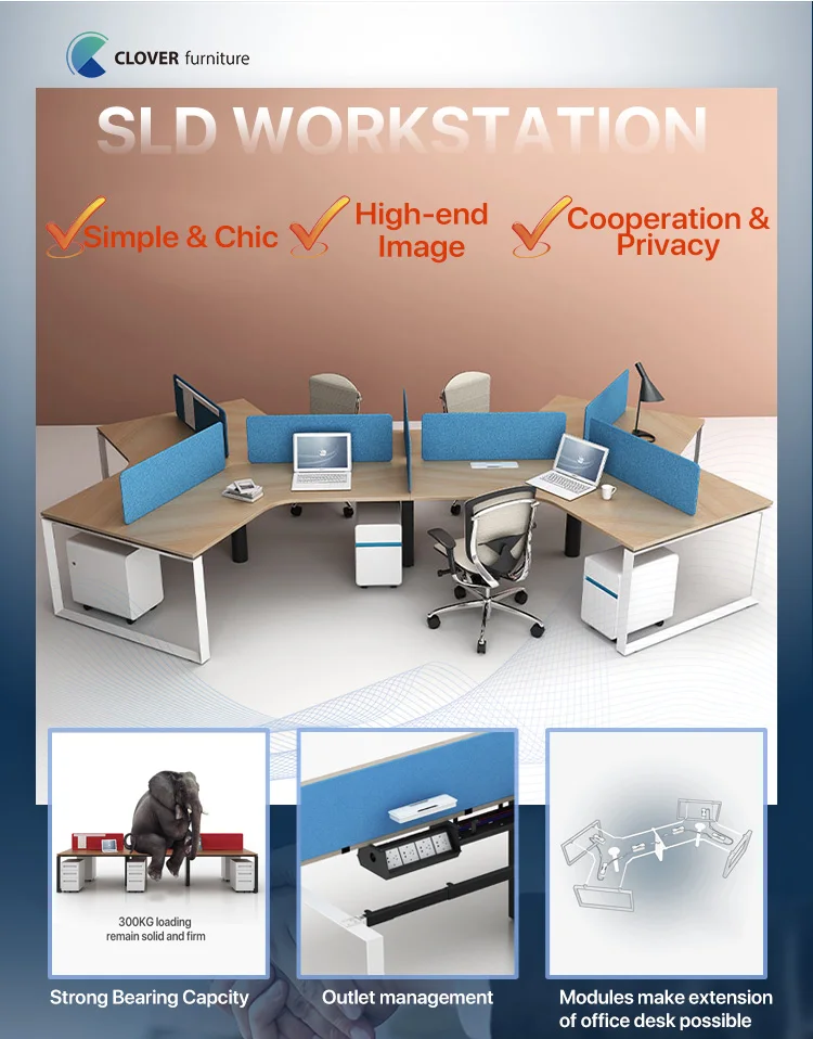 6 Persog Team Work Desk Computer Laptop Offices Furniture Table Set ...