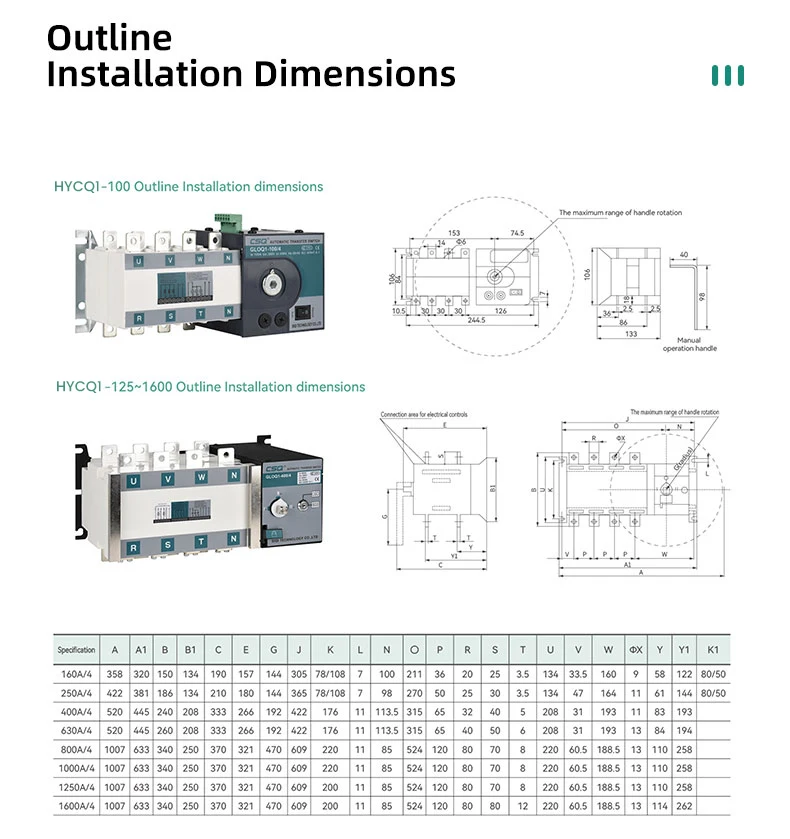 Csq Hycq1 Backup Power Ats Double Pole Auto Changeover Switch For ...