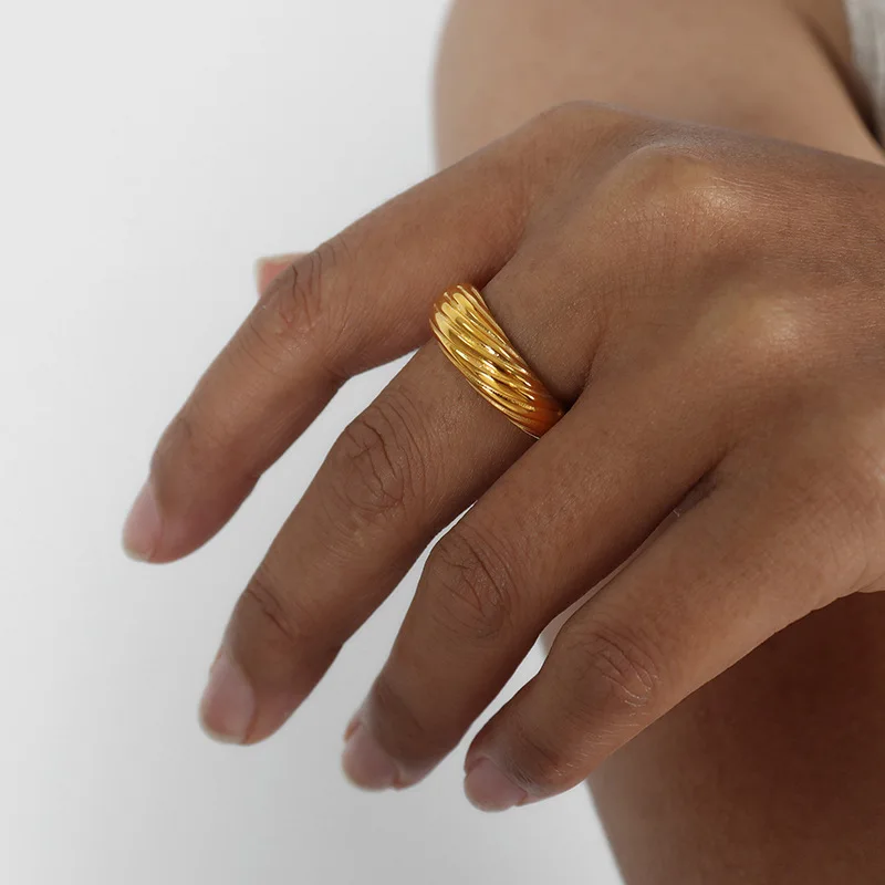 Stainless Steel Non Tarnish 18K Gold Plated Waterproof Chunky ...