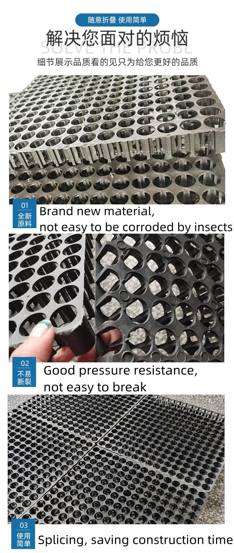 Honeycomb Water Filter Black Drainage Board HDPE for Roof Garden