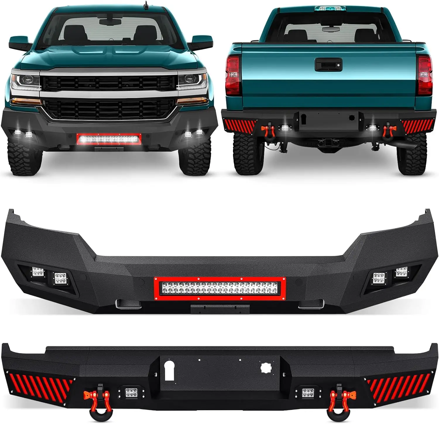 Factory Price Front & Rear Pickup Truck Bumpers Fit 2016-2018 Chevy ...