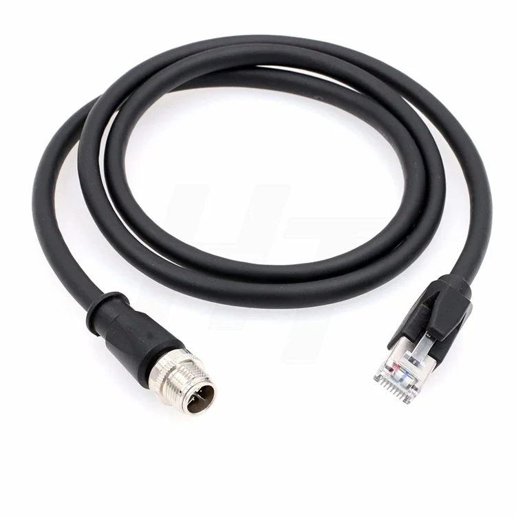 M12 X Code Male Connector To Rj45 Network Cable Ip67 Waterproof Cable ...
