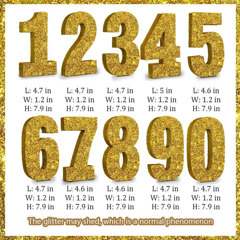 Glitter Number Birthday Decorations-gold And Sliver Table Centerpiece 0 ...
