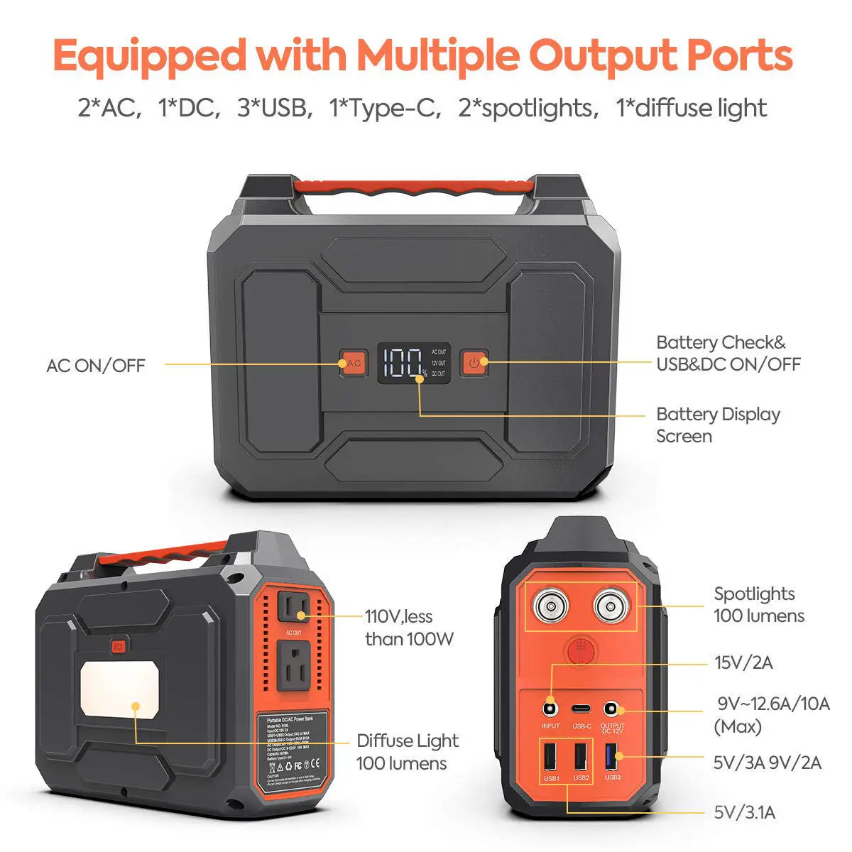 Rechargeable Backup Power Lifepo4 Battery Emergency Solar Generator ...