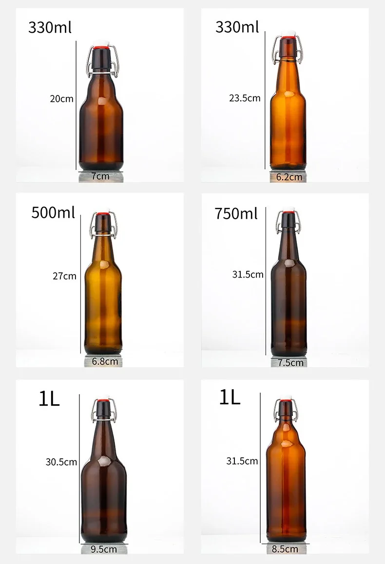 Factory 330ml 500ml Amber Glass Beer Wine Bottles 750ml 1000ml Secure Leak Proof Glass Empty ...