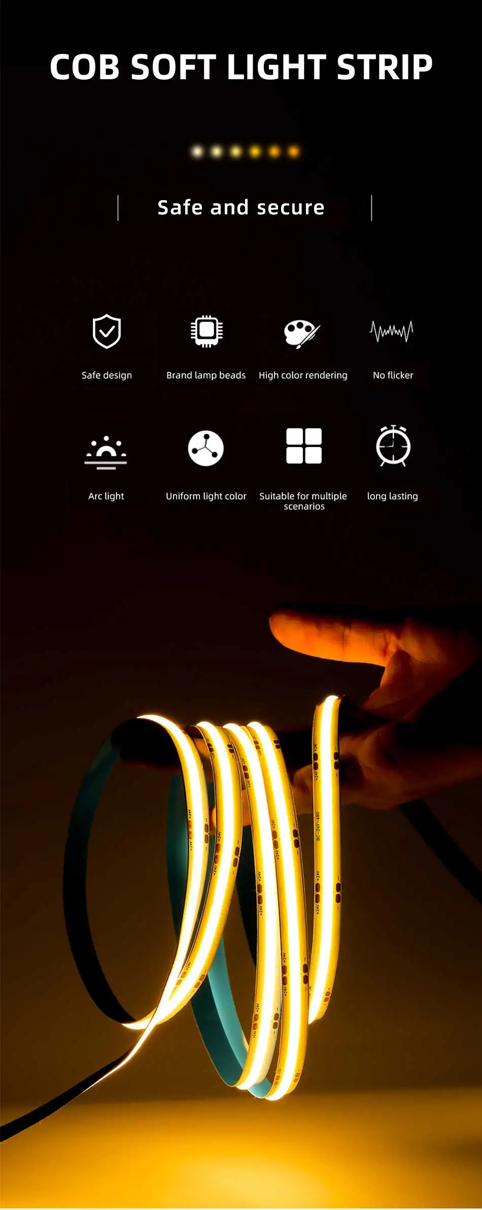 Flexible LED Strip Light 12V 24V 2835 Led Cob Strip Light 5050 Led Tape ...