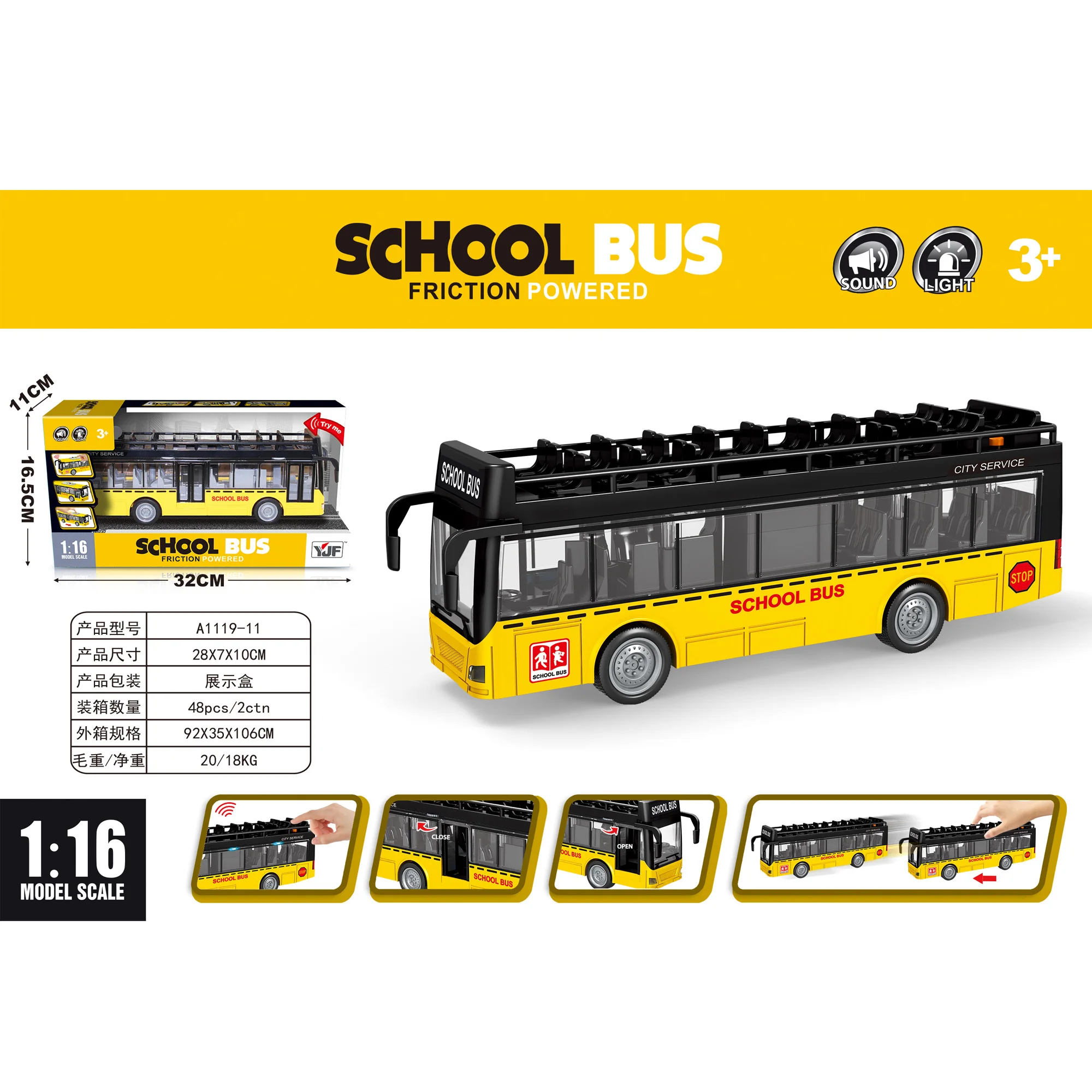 1:16 Double-decker Educational Campus Bus Toy For Enhancing Learning ...