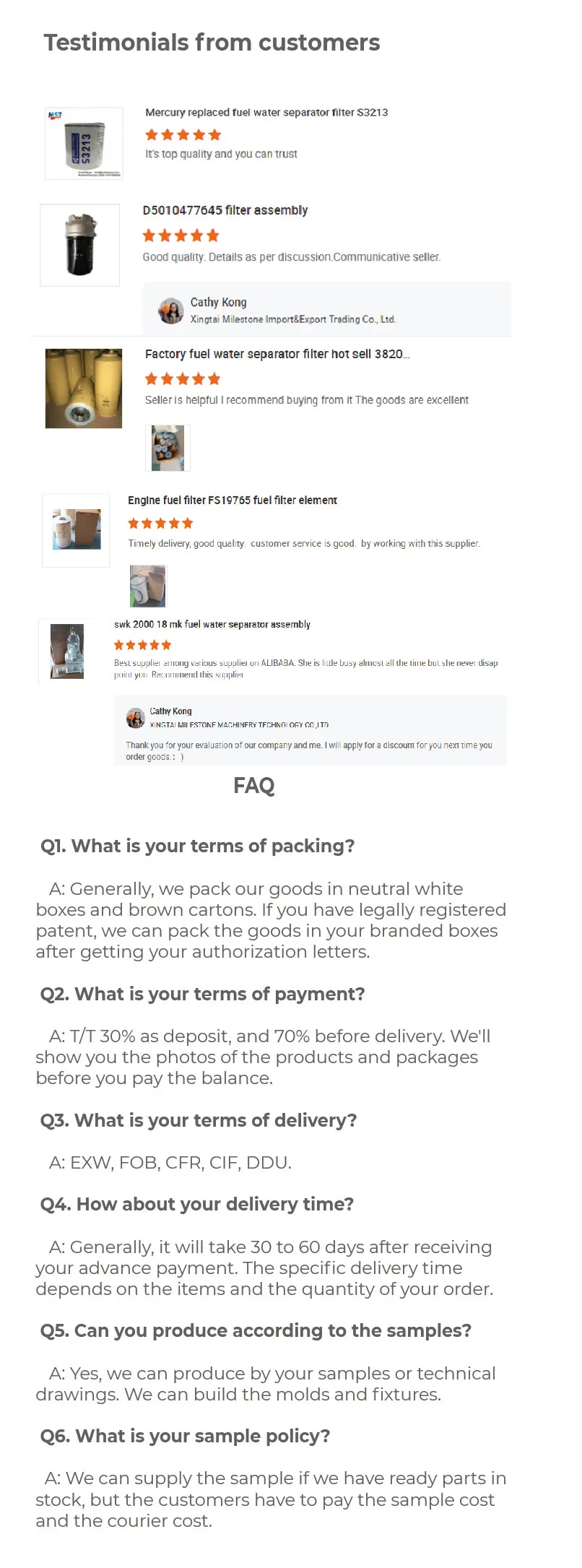 Engine Fuel Water Separator Fuel Filter Element 612630080203 ...