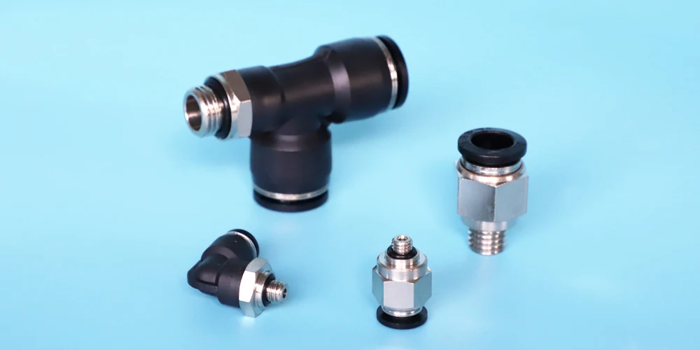 Black Mini M5 M6 M8 M12 Straight Push In Elbow M5 Metric Connector ...