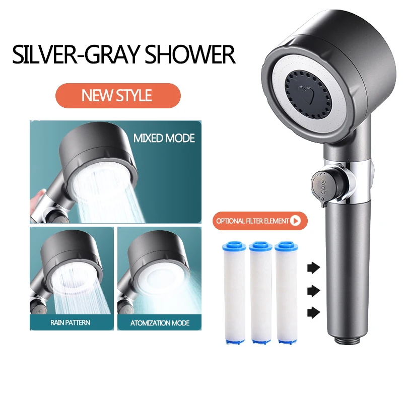 Powerful Pressurized Hand Shower,Negative Ion Filter Spray Shower Head ...