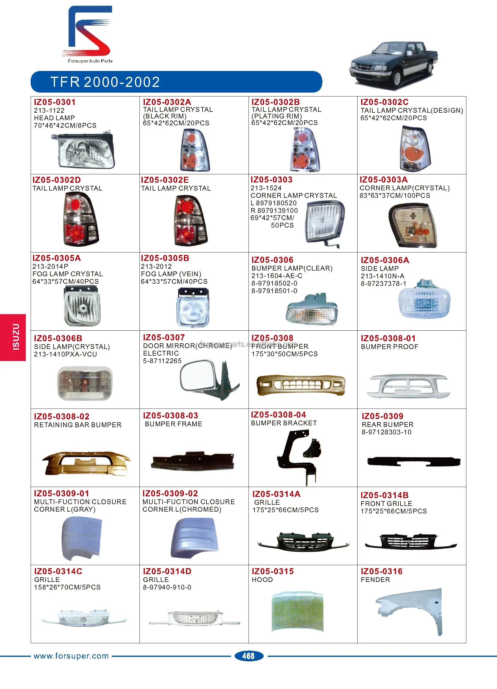 กระจังหน้าสำหรับชิ้นส่วนรถยนต์ Isuzu Tfr 2000-2002 - Buy Tfr ด้านหน้า ...