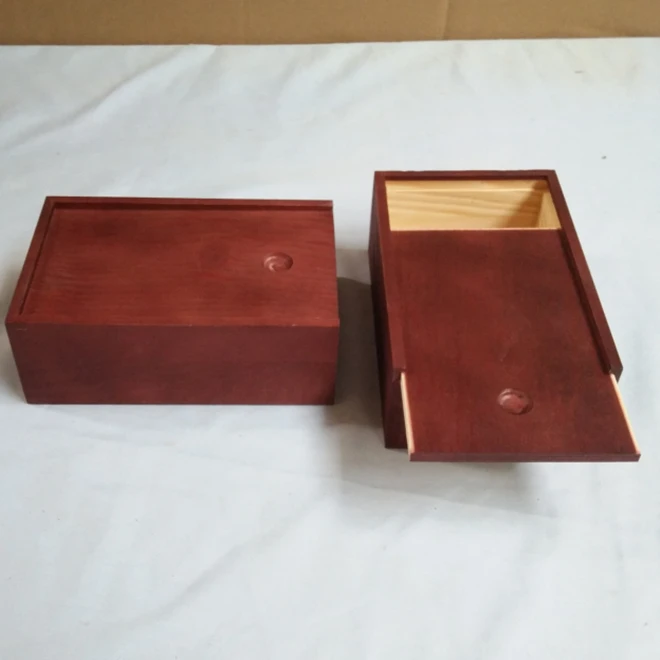 Antique Wooden Polished Box Small Balsa Paulownia Gift Box Timber Slide ...