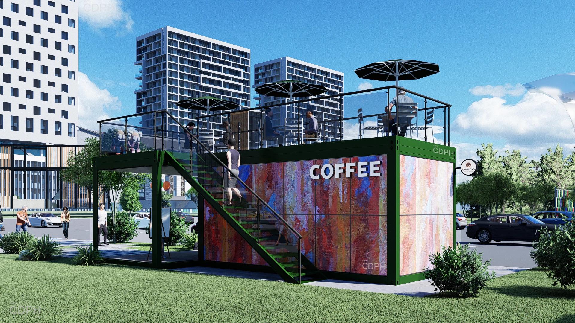 Modular House Cafe Shop - Prefabricated Flat Pack Container