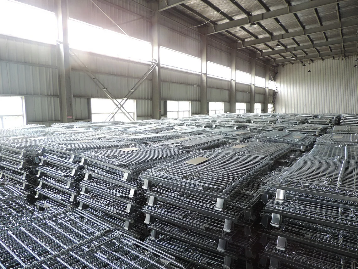 Galvanized Coated Wire Mesh Stacking Pallet Warehouse Foldable Wire ...