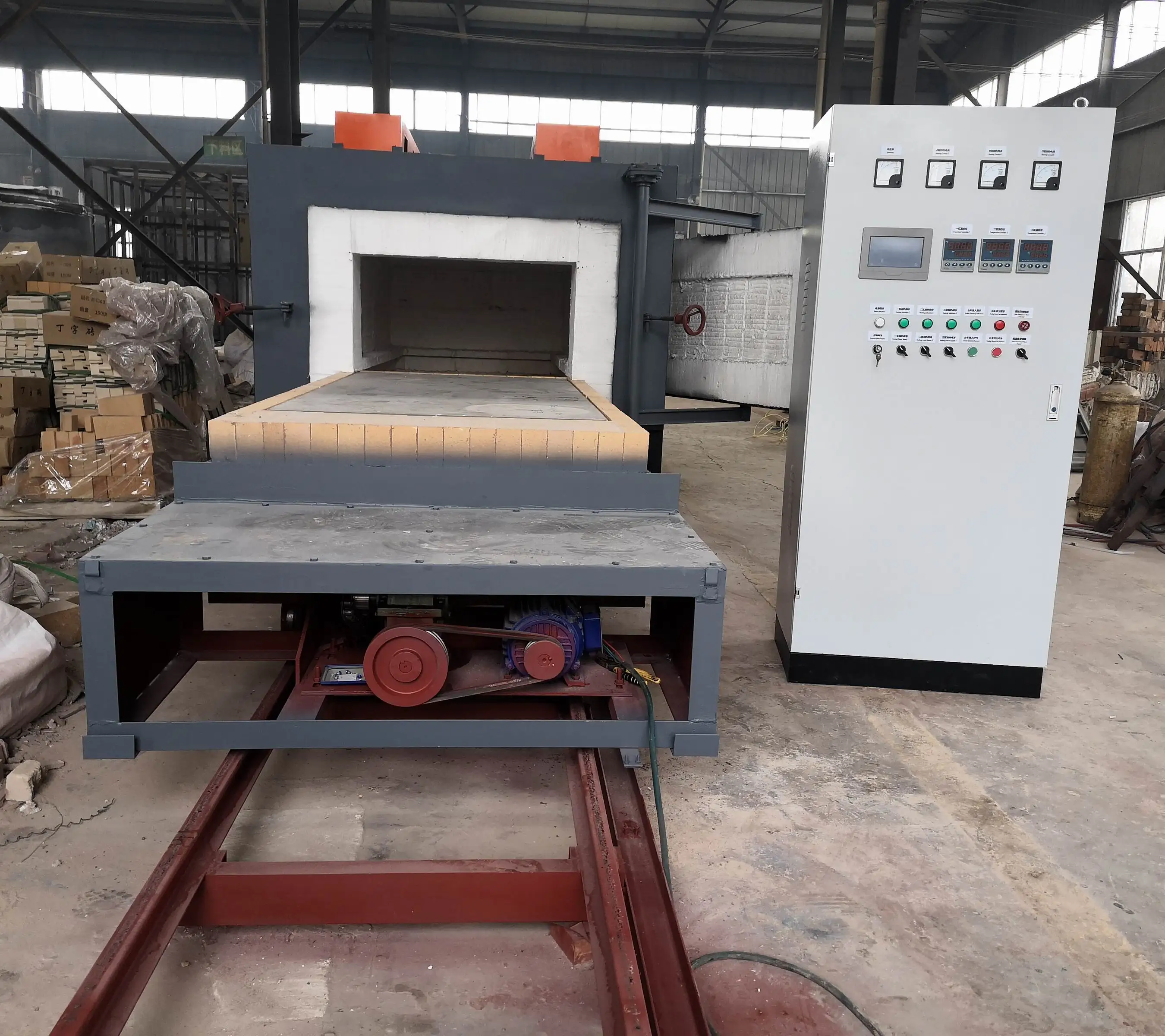 1250.C Three Heating Zones Bogie Hearth Furnace Trolley