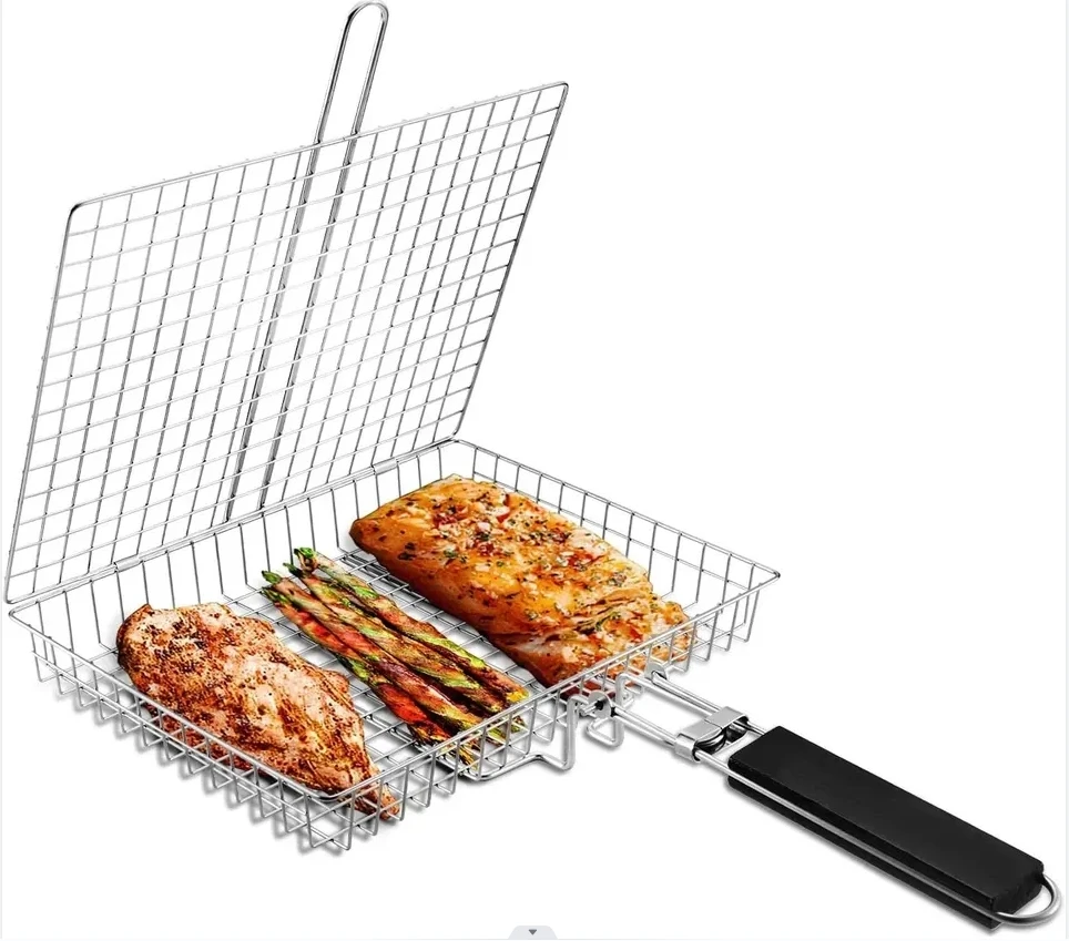 Portable Folding Grill Basket BBQ Outdoor Camping Grilling Rack for ...