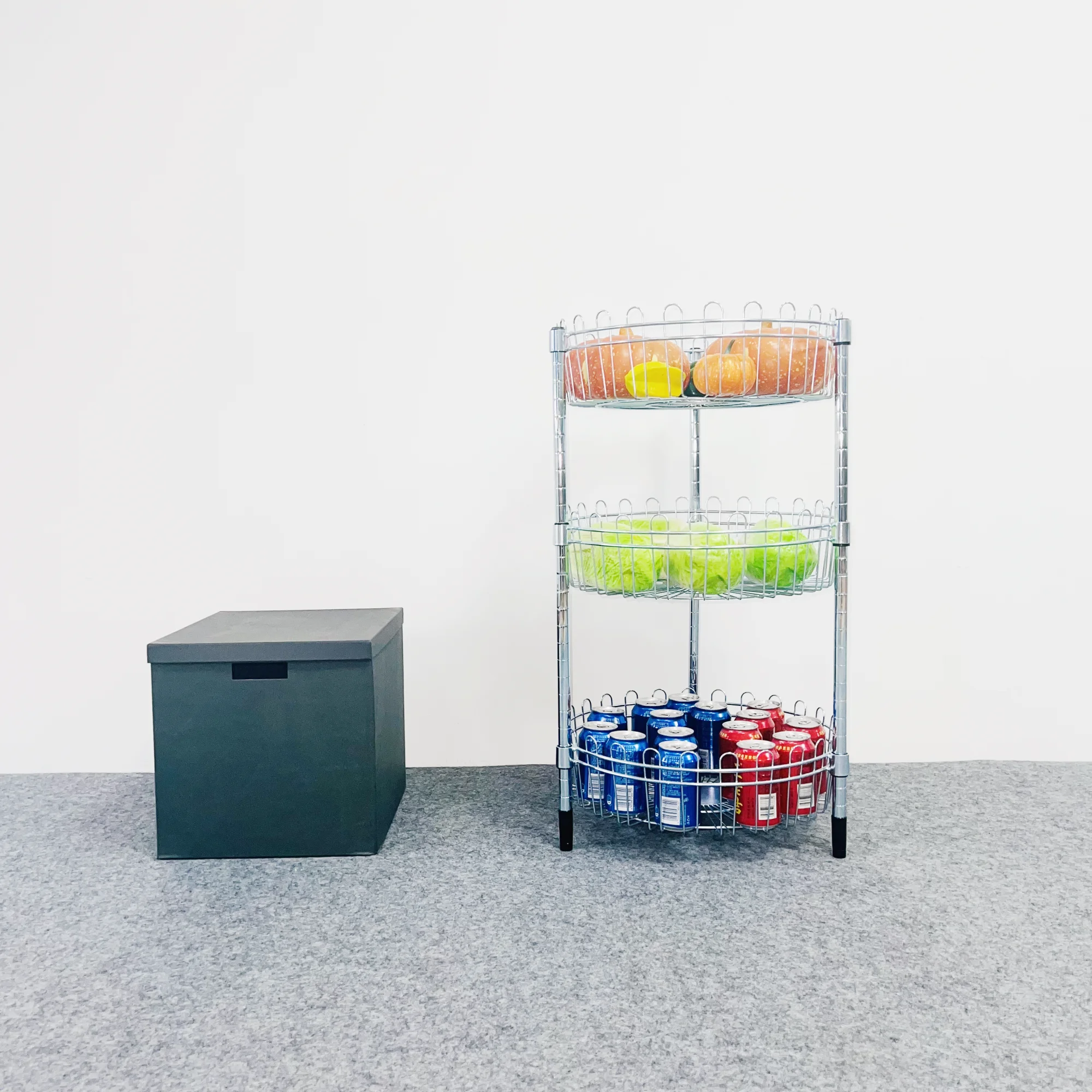 3 Layers Household Storage Basket Wire Rack Kitchen Living Room Office ...