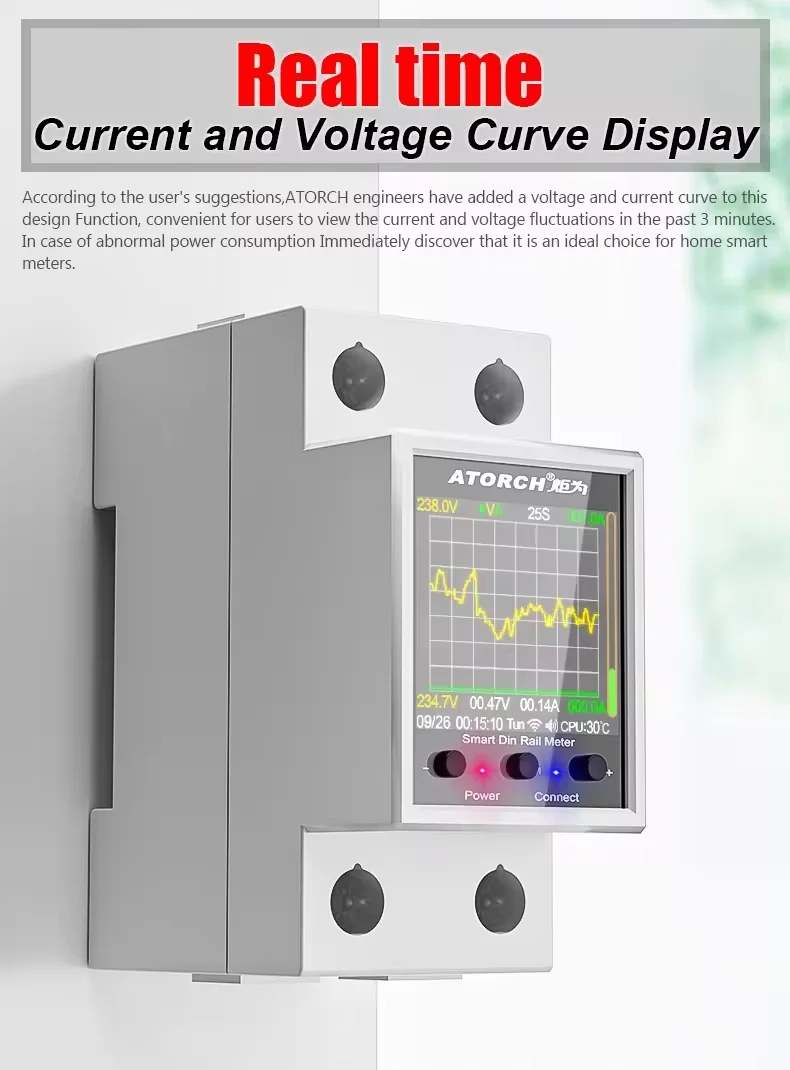 GR2PWS Smart WiFi Electricity Meter - Digital Display AC 50-320V Energy ...
