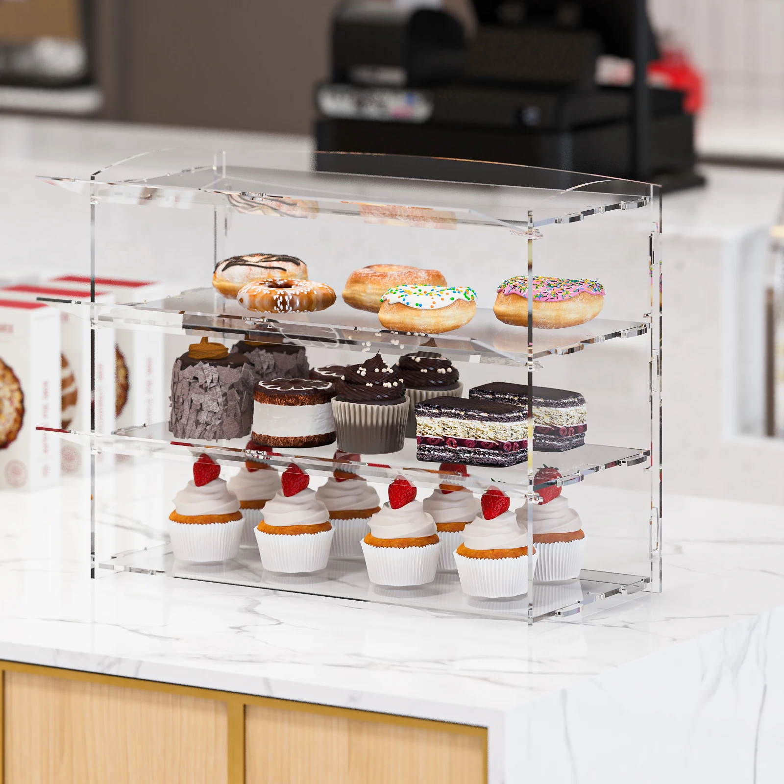 Custom Clear Acrylic Bakery Pastry Display Case Donut Cookie Display ...