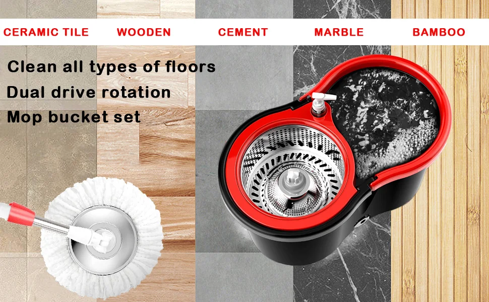 360 Magic Single Bucket Mop - Efficient Floor Cleaning