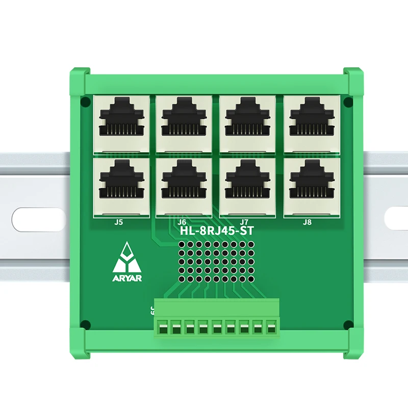 DIN Rail Mount RJ45 Module - 8P8C Breakout Board Connector, Female ...