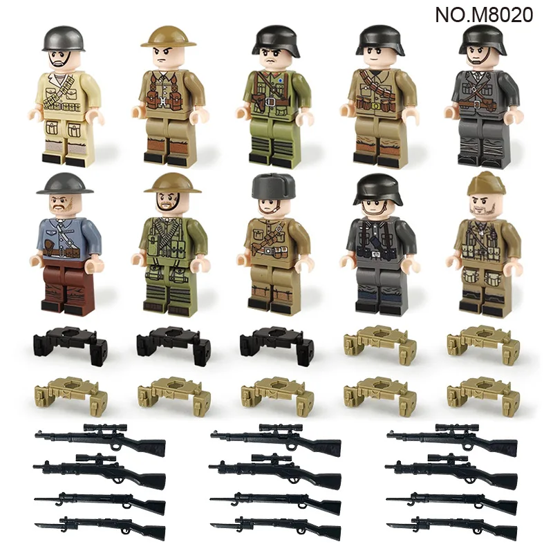 Military Blocks Ww2 Soldiers With Guns And Weapons Army Soldier Small ...