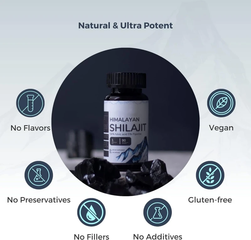 Shilajit Capsules Pure Shilajit Extract Supplement And Powder Complex ...