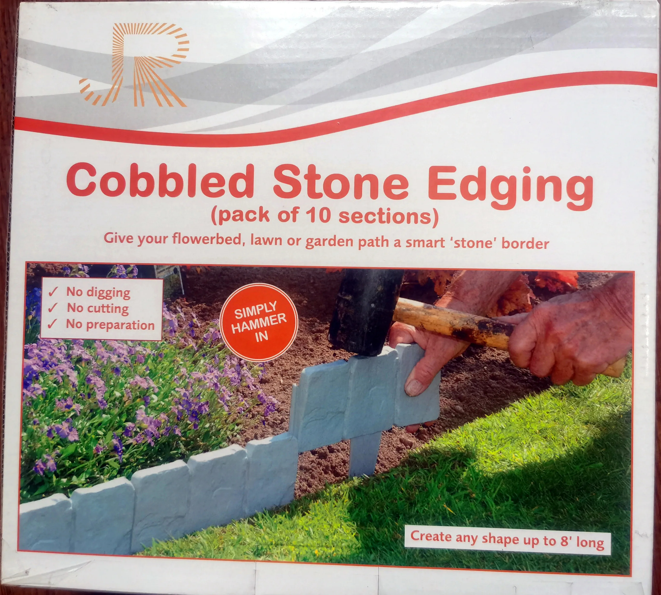 Landscaping Decorative Plastic Grey Stone Effect Lawn Garden Edging ...