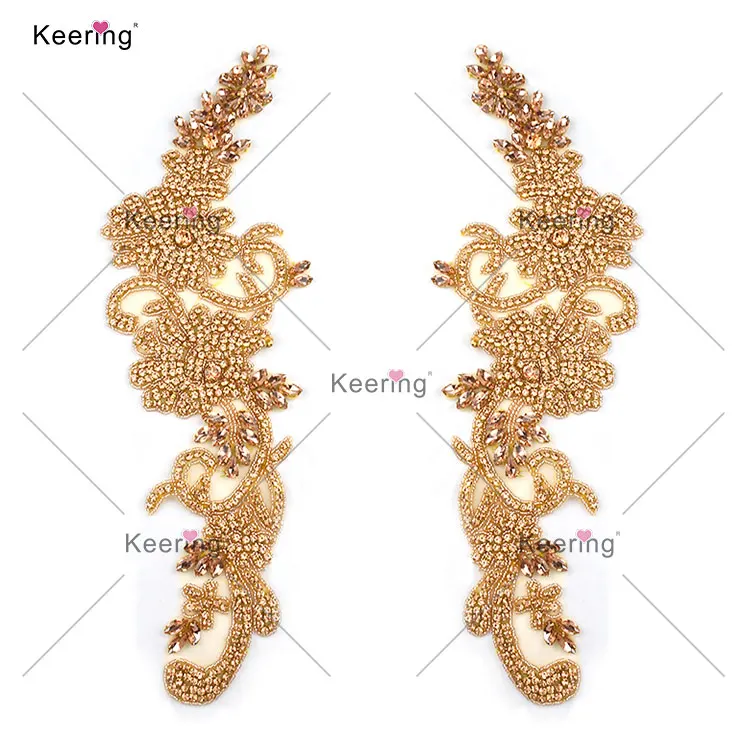 Wholesale Wedding Dress Hot Fix Flower Bodice Rhinestone Applique