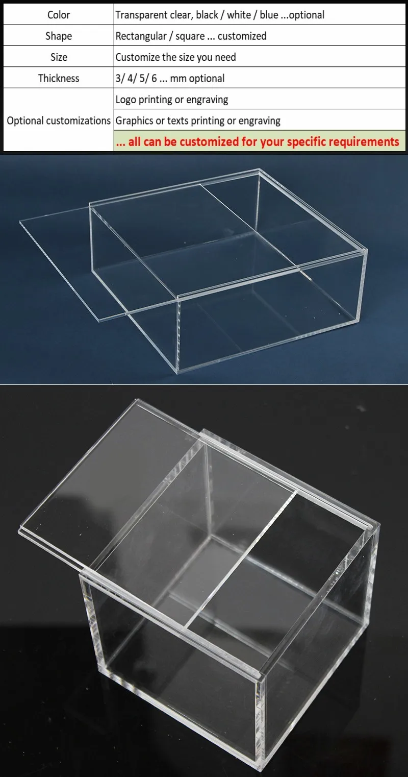 Acrylic Box with Sliding Lid - Custom Transparent Storage