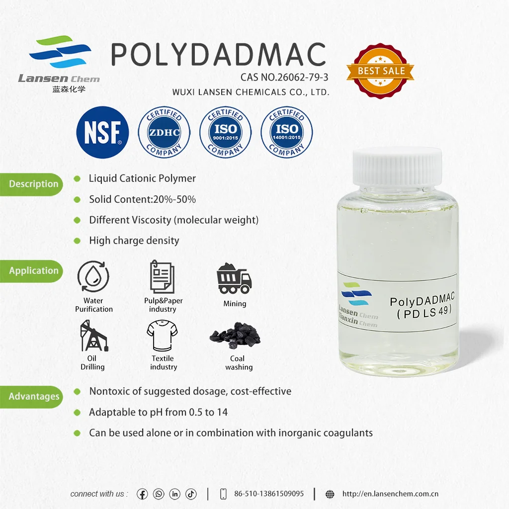 Flocculant Polydadmac / Poly(diallyl Dimethyl Ammonium Chloride) For ...