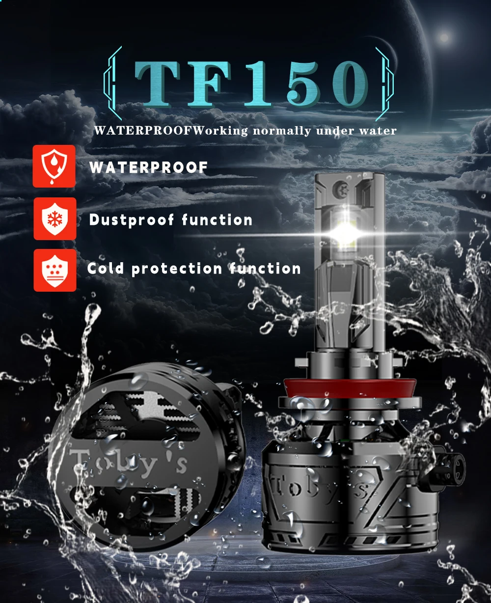 TF150 H1 H4 Led Headlights 300W 30000lm High Bright Canbus