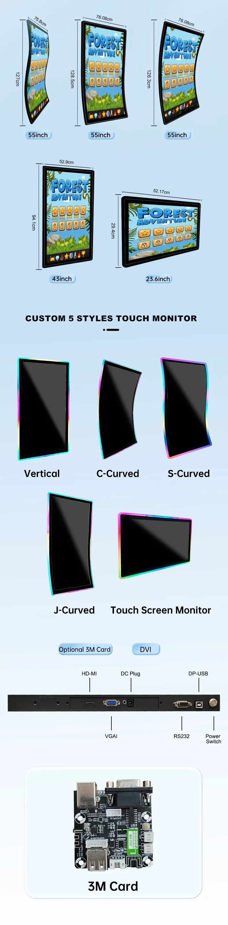 32 43 Inch 4k Fhd Touchscreen Monitor Kiosk J C Curved Gaming Screen ...