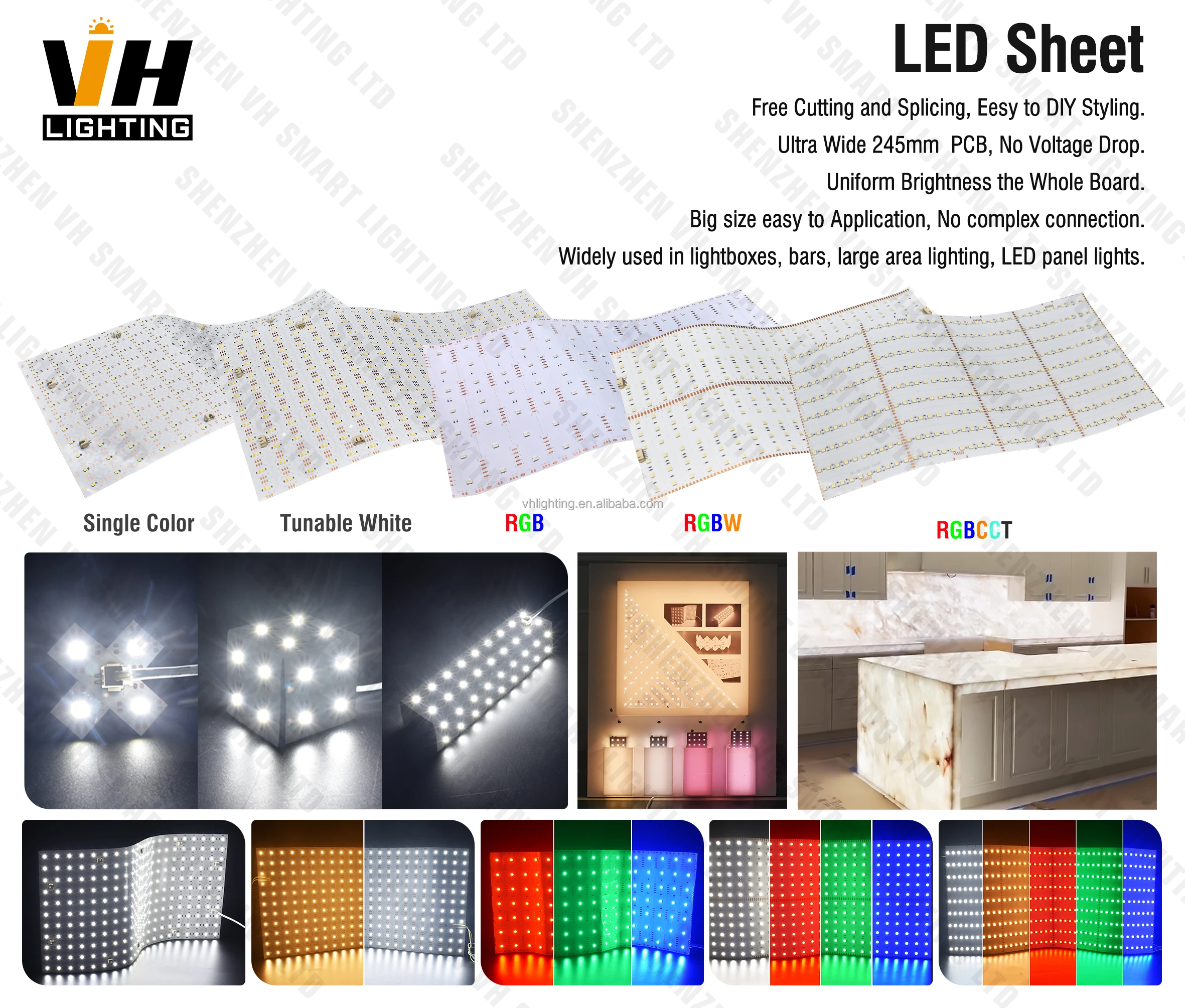 유연한 LED 시트 패널 490*245mm 울트라 얇은 절단 DC24V 28W 반투명 수조 돌 벽에 대 한 242leds ...