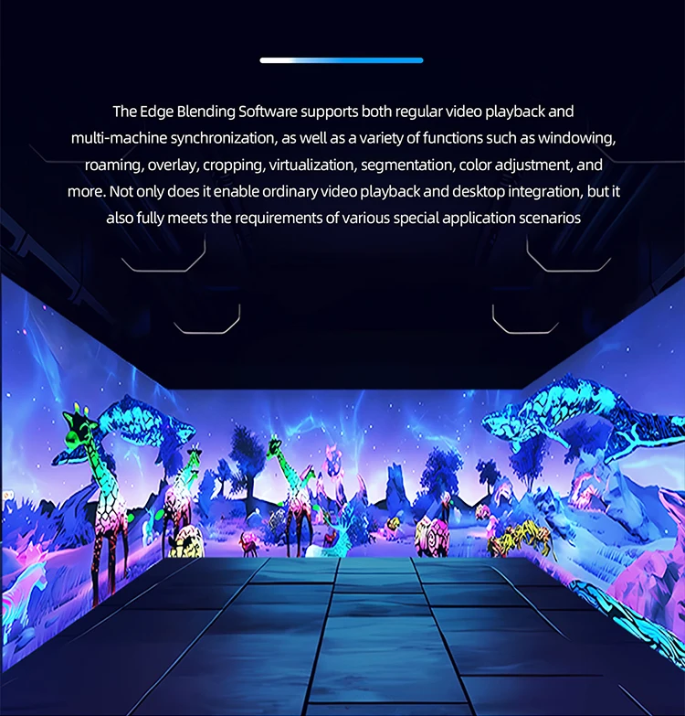 Immersive Projection Screen System with Edge Blending Software