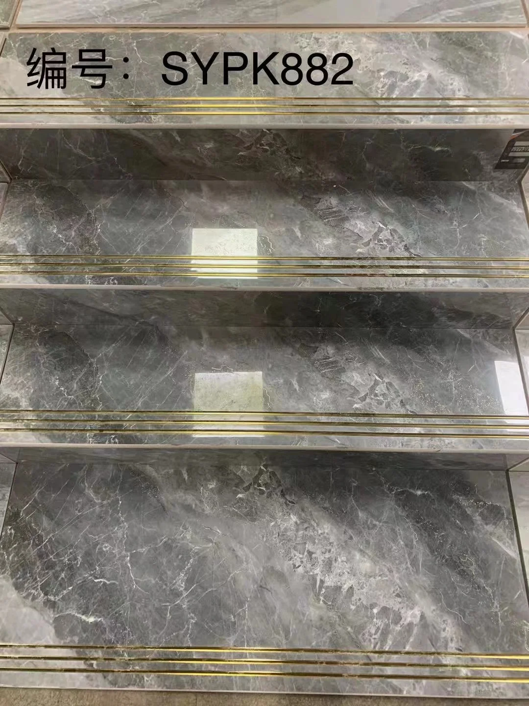 Stair Tiles Full Body Porcelain Marble Light Grey Marble Stair Tiles ...