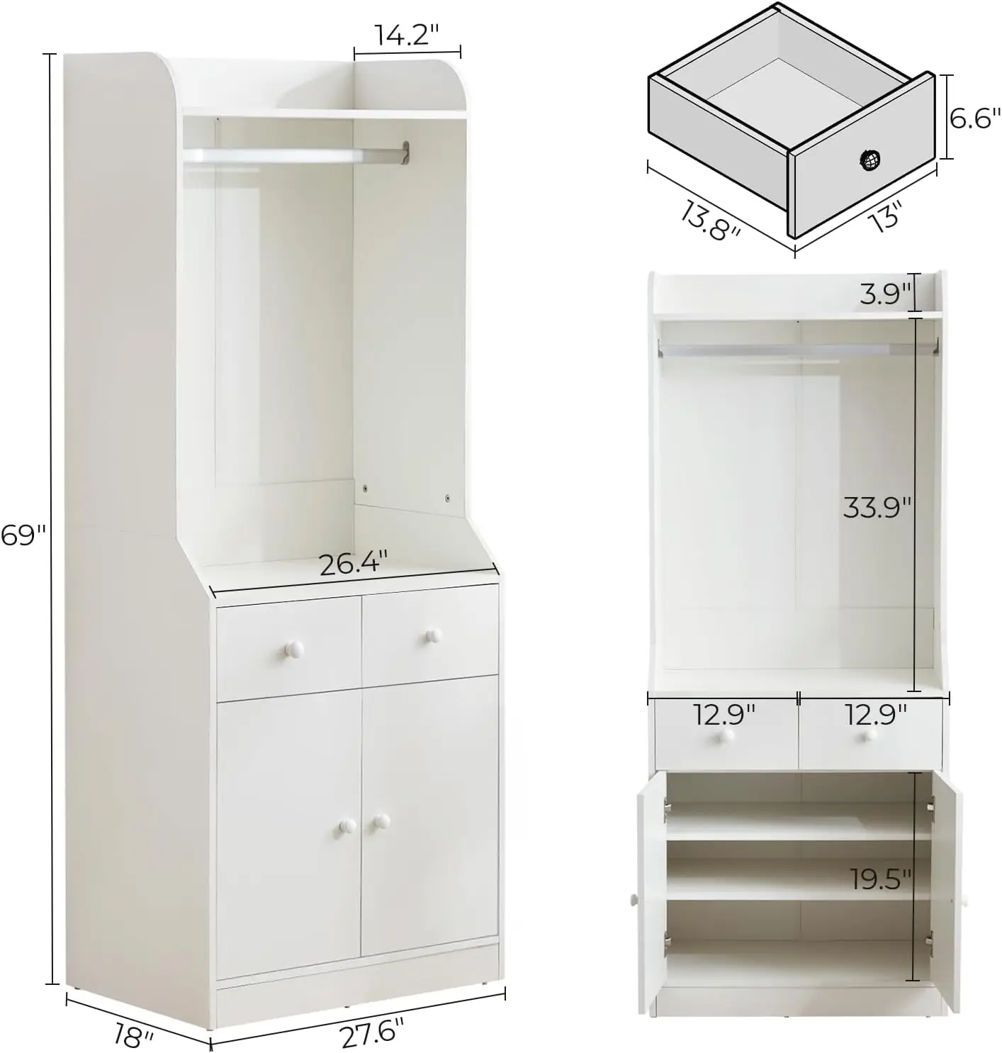 Bedroom Wardrobe Wardrobe With Drawers And Shelves - Plenty Of Storage ...