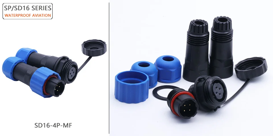 Waterproof Connector SP16 SD16 IP68 Cable Connector Plug & Socket Male ...